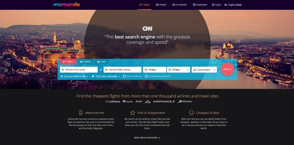מומונדו (momondo) - מנוע חיפוש מהיר לטיסות ומלונות זולים - Savey